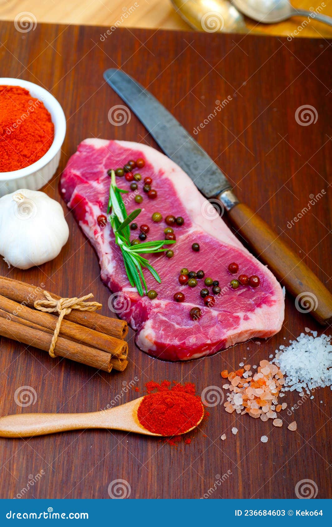 Raw Uncooked Ribeye Beef Steak Butcher Selection Dry Aged Stock Image ...