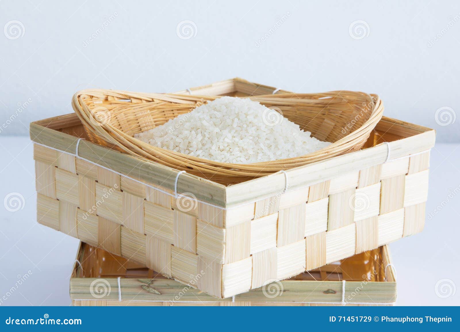 Raw and Uncooked Rice in Basket Weave. Stock Image - Image of food ...