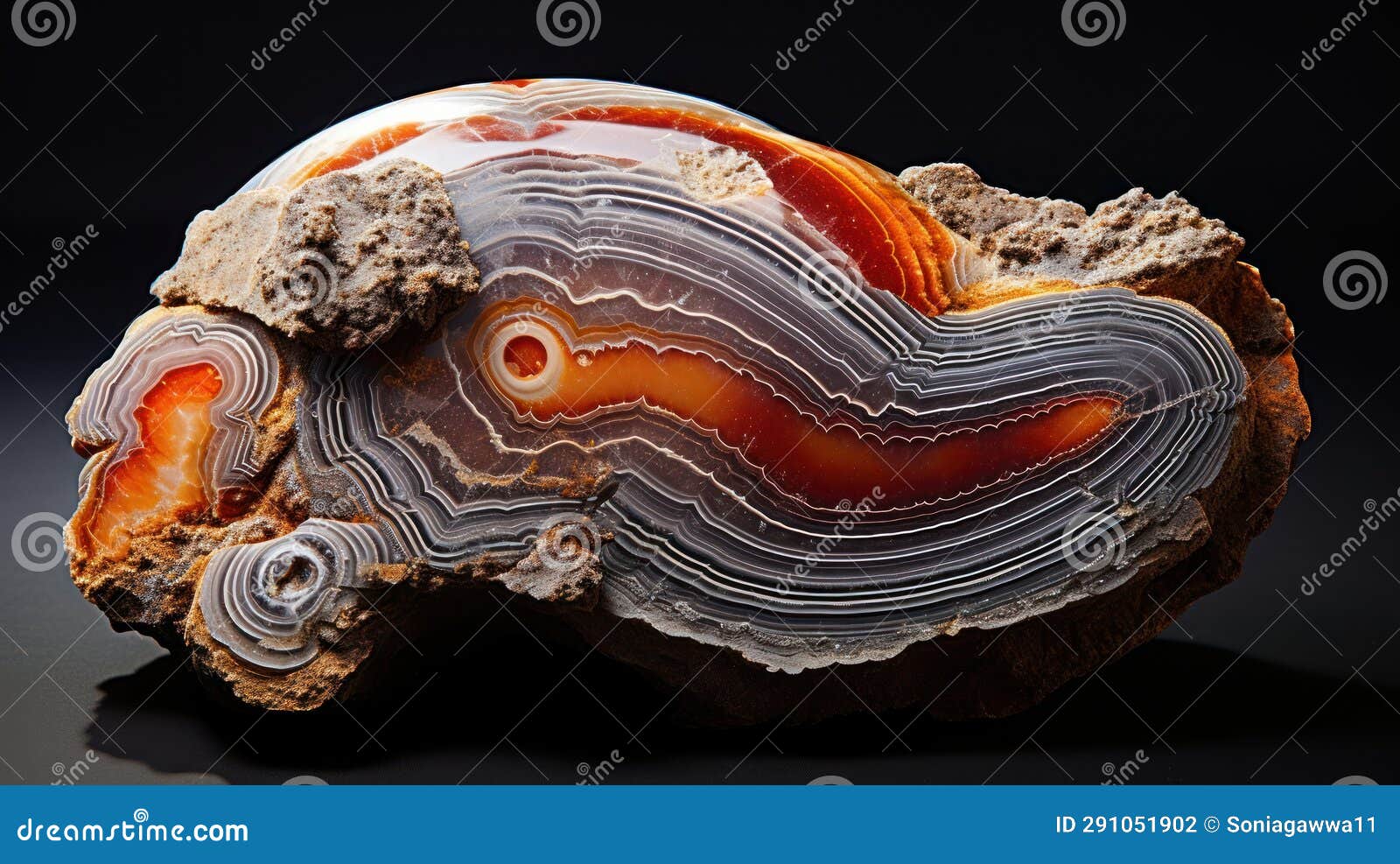 A Raw and Unprocessed Chunk of Agate, Displaying Its Banded Patterns ...