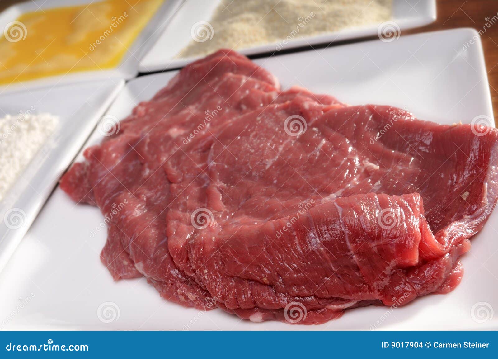 Raw veal on plate stock photo. Image of mouth, single - 9017904