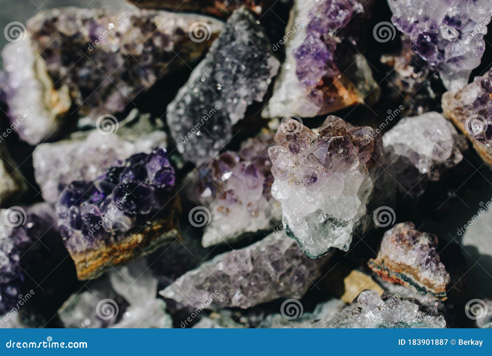Raw Violet Amethyst Rock with Crystal Ametist Stock Image - Image of ...
