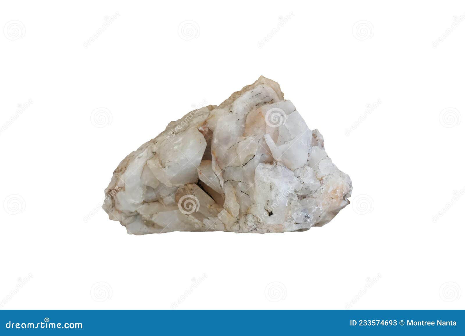 Raw White Quartz Rock Stone Isolated on White Background. Quartz Grows ...