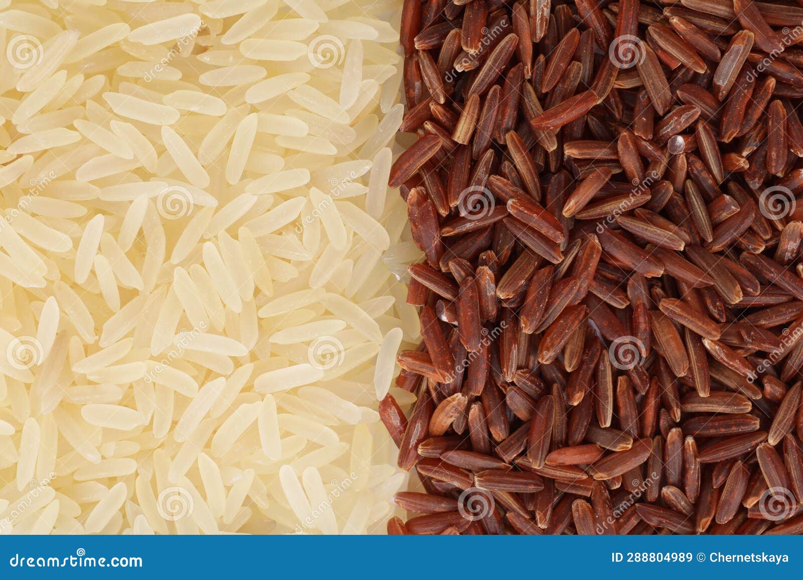 Raw White and Red Rice As Background, Top View Stock Image - Image of ...