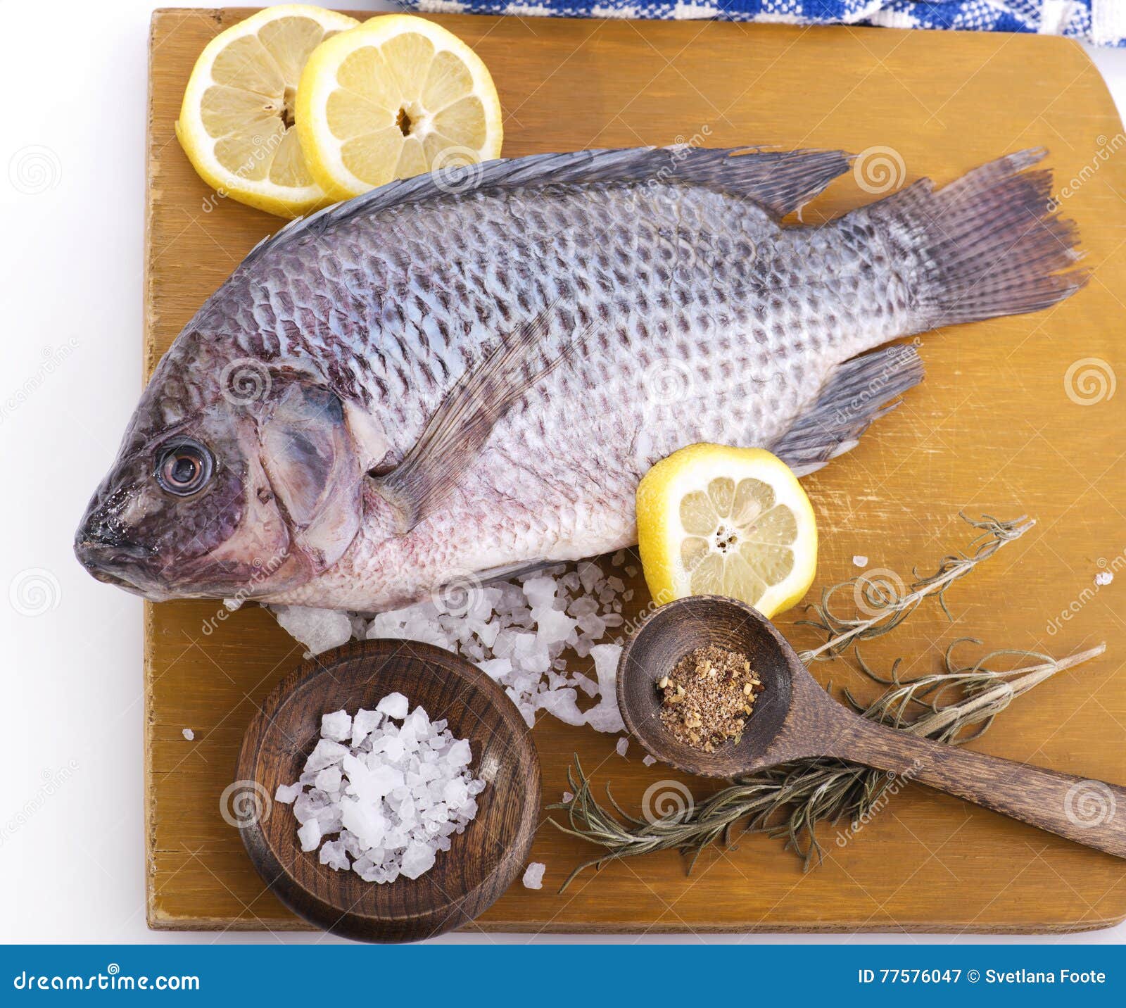 Raw Whole Fish stock image. Image of spice, lemon, herbs - 77576047