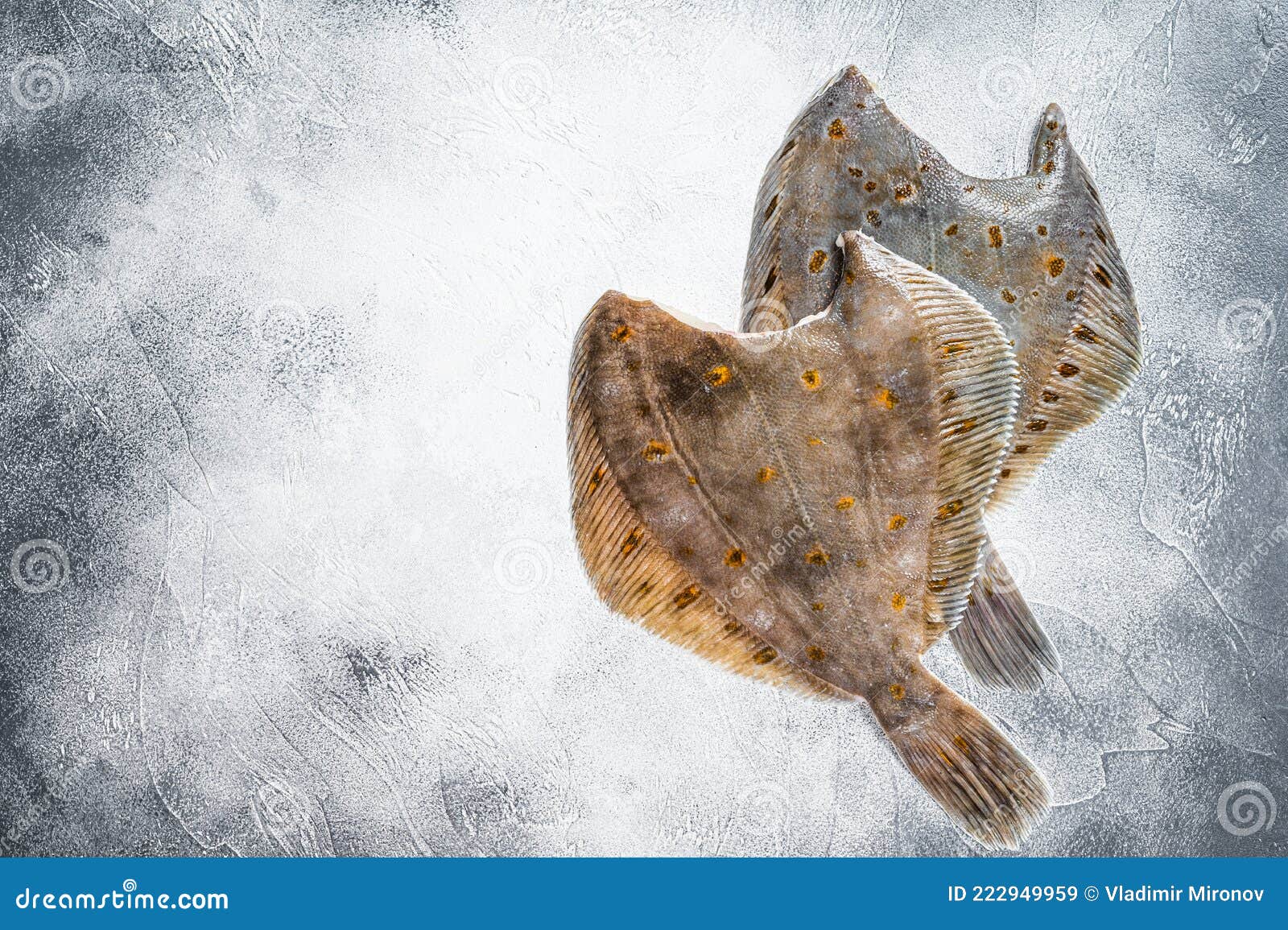 Raw Flounder Flatfish Fish On Marble Board With Thyme. Black Background ...