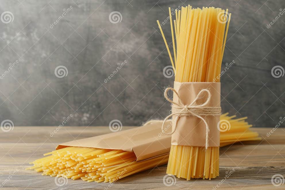 Raw Whole Grain Spaghetti on the Table Stock Illustration ...