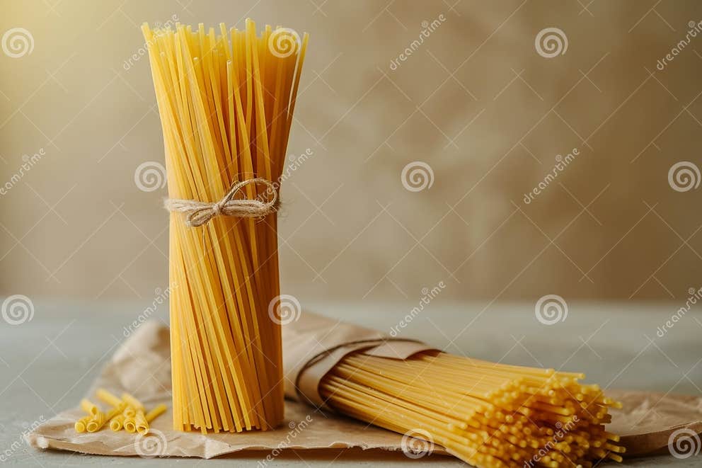 Raw Whole Grain Spaghetti on the Table Stock Illustration ...
