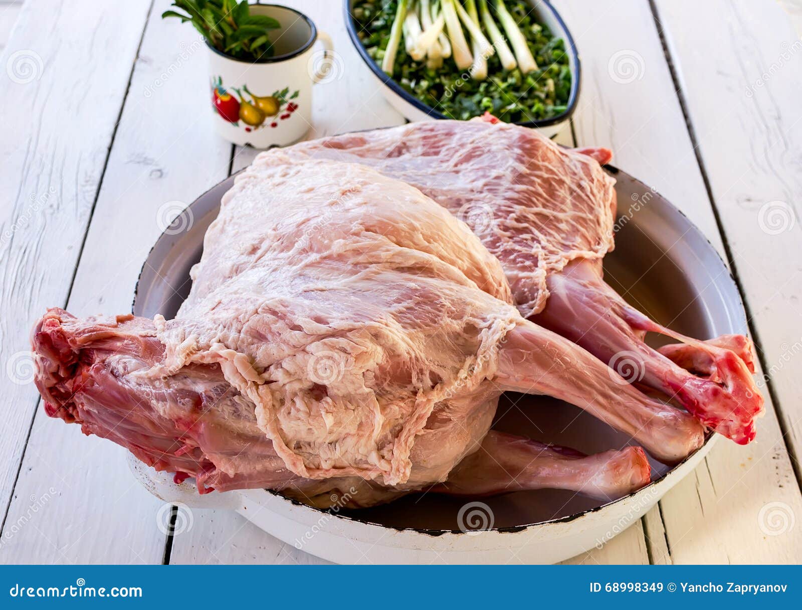 Raw whole lamb stock image. Image of green, chop, spices - 68998349