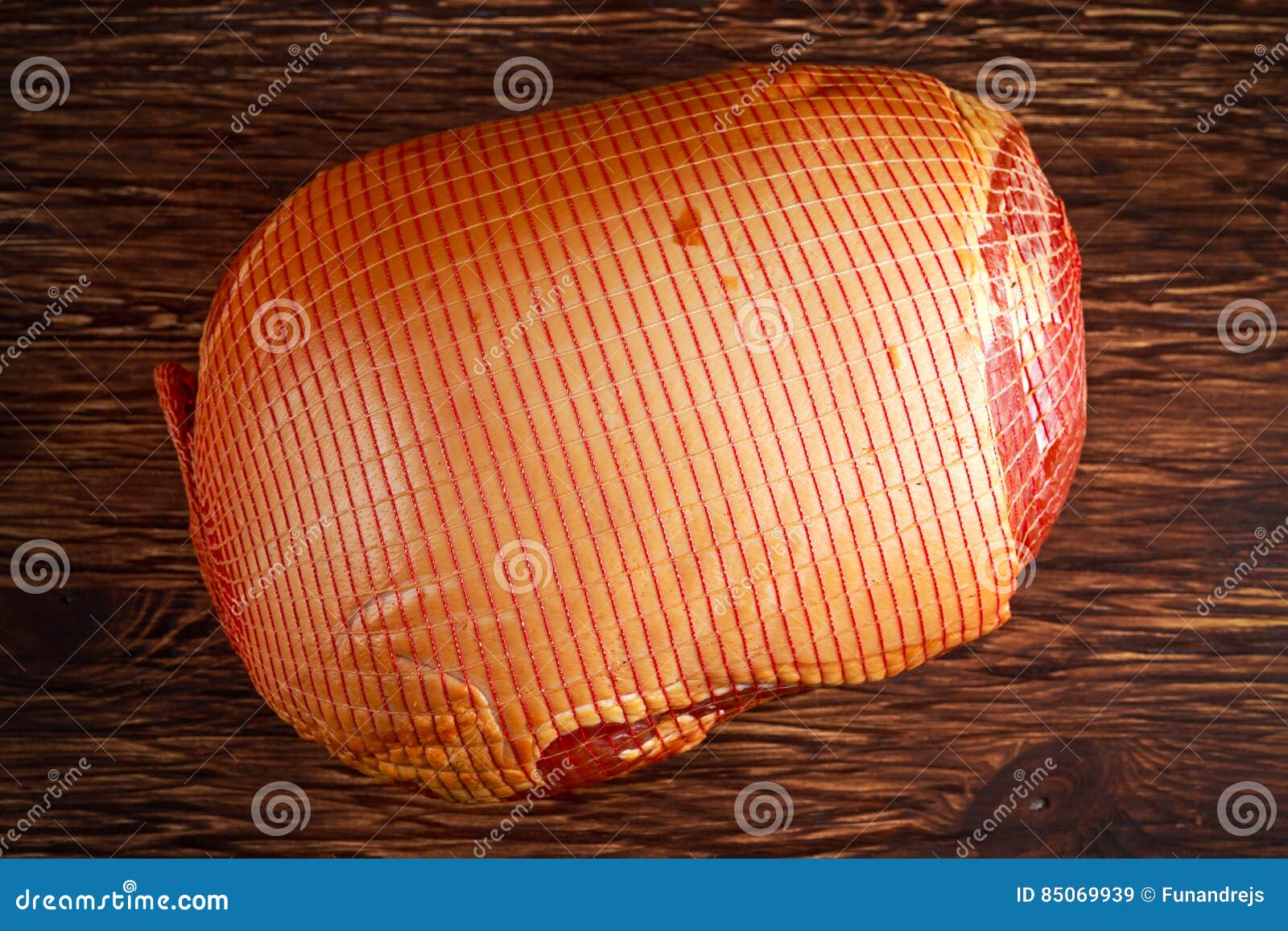 Raw Whole Smoked Gammon a Piece on Wooden Board Stock Image - Image of ...