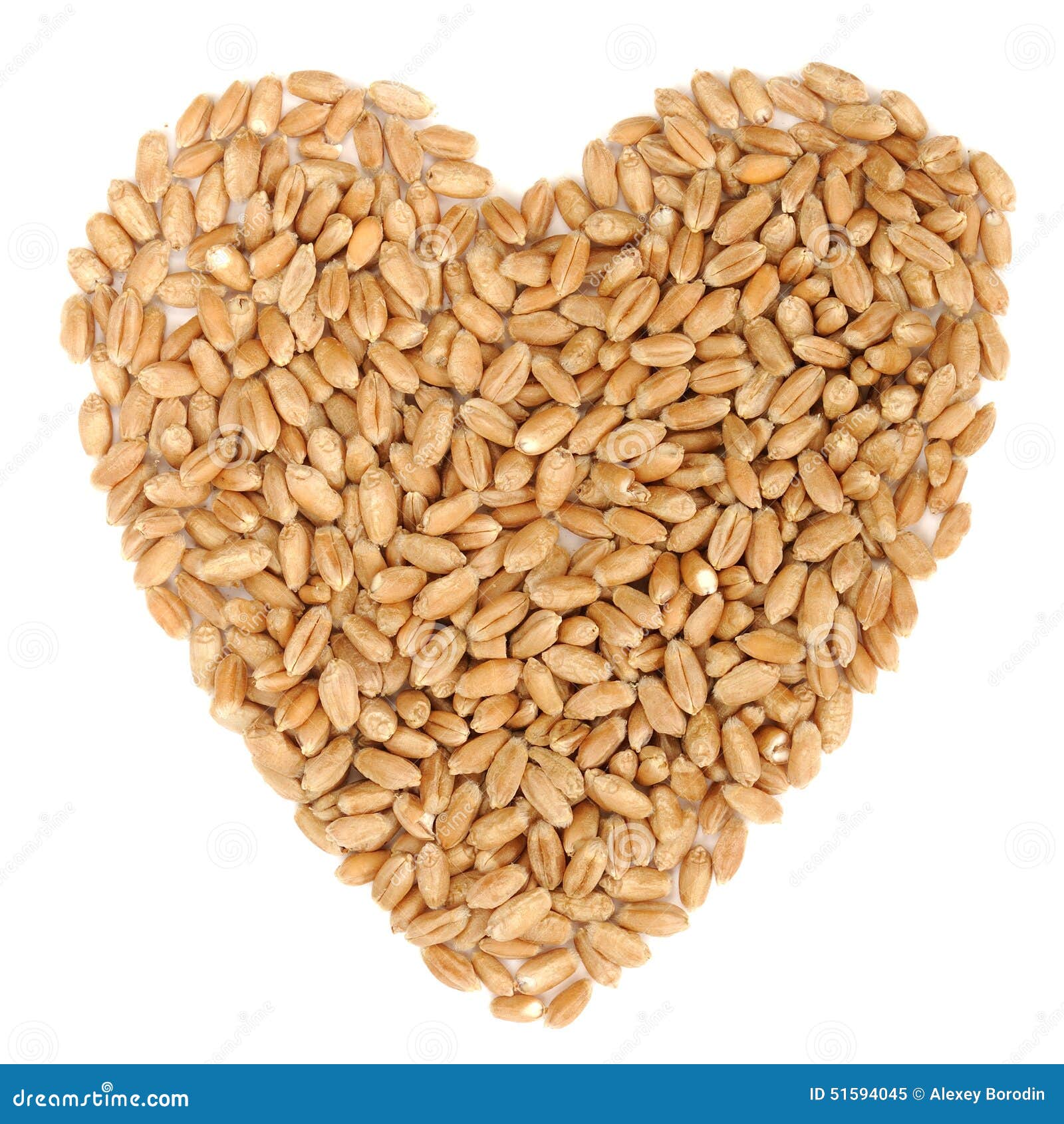 Raw Wholegrain Wheat in Heart Shape, Isolated Stock Image - Image of ...