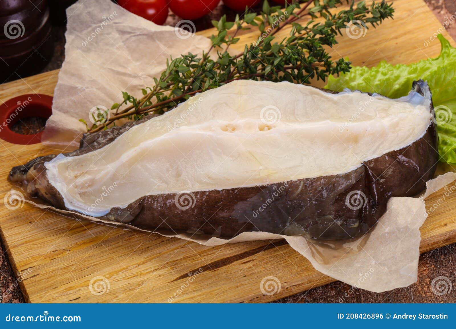 Raw wolffish steak stock photo. Image of food, seafood - 208426896
