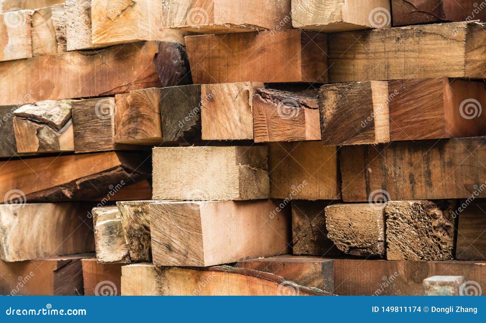 Raw Wood Lumps Pile Together Background Stock Photo - Image of ...