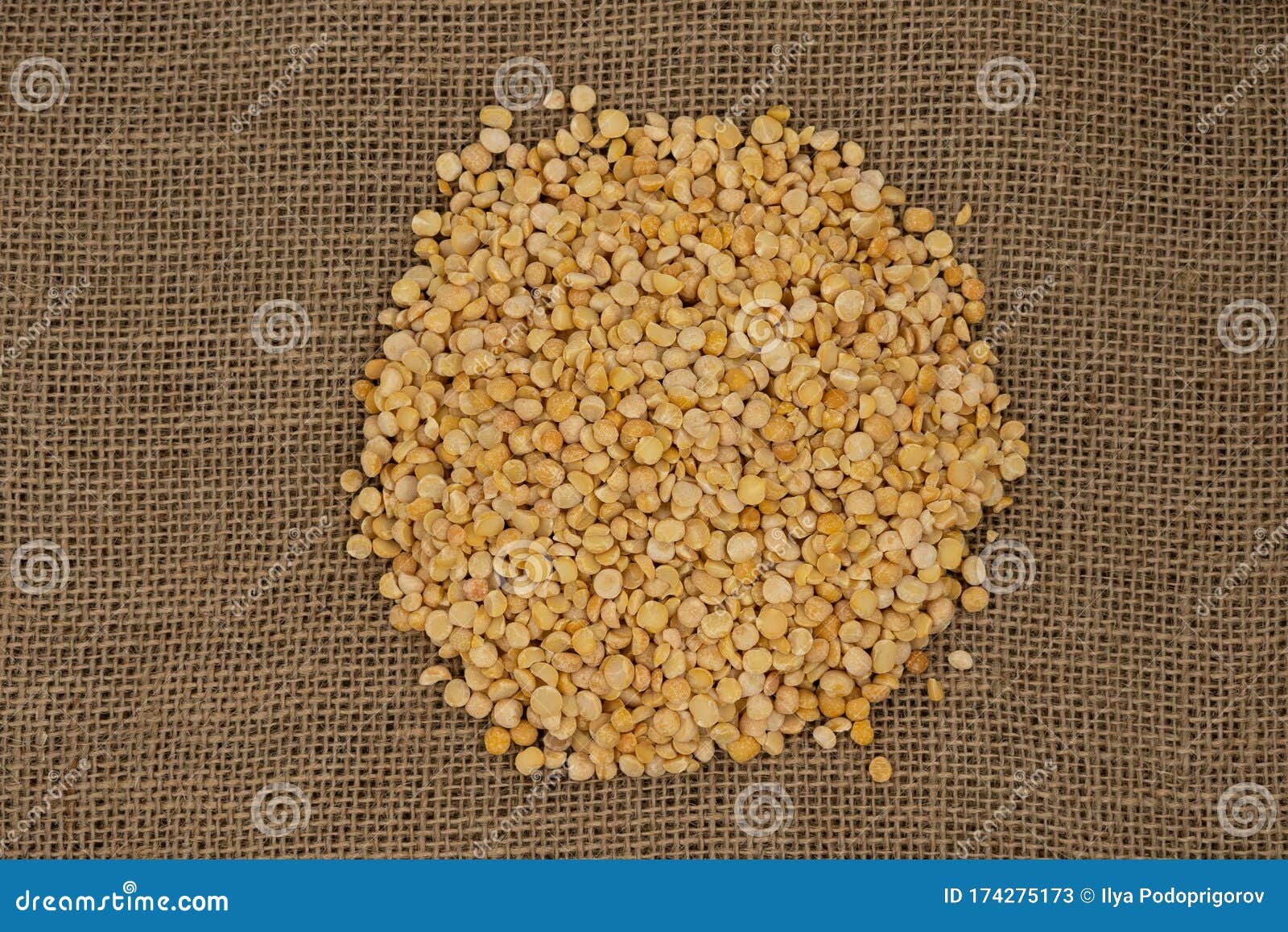 Raw Yellow Split Peas on Burlap Texture Background Stock Image - Image ...
