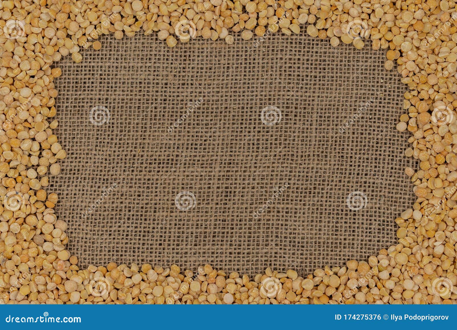 Raw Yellow Split Peas on Burlap Texture Background Stock Photo - Image ...