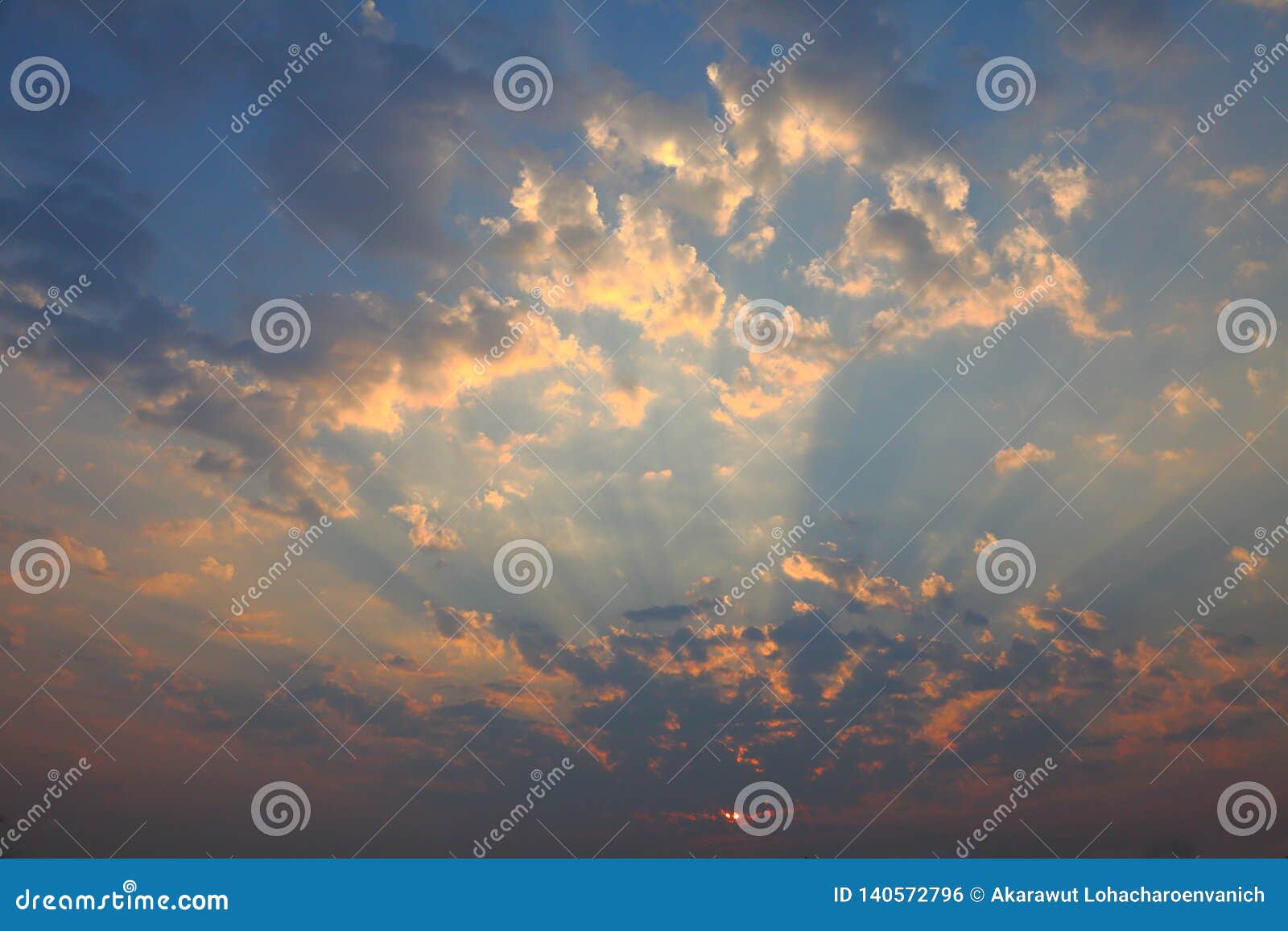 Ray of Beautiful Sun Light Shines through the Cloud Stock Photo - Image ...