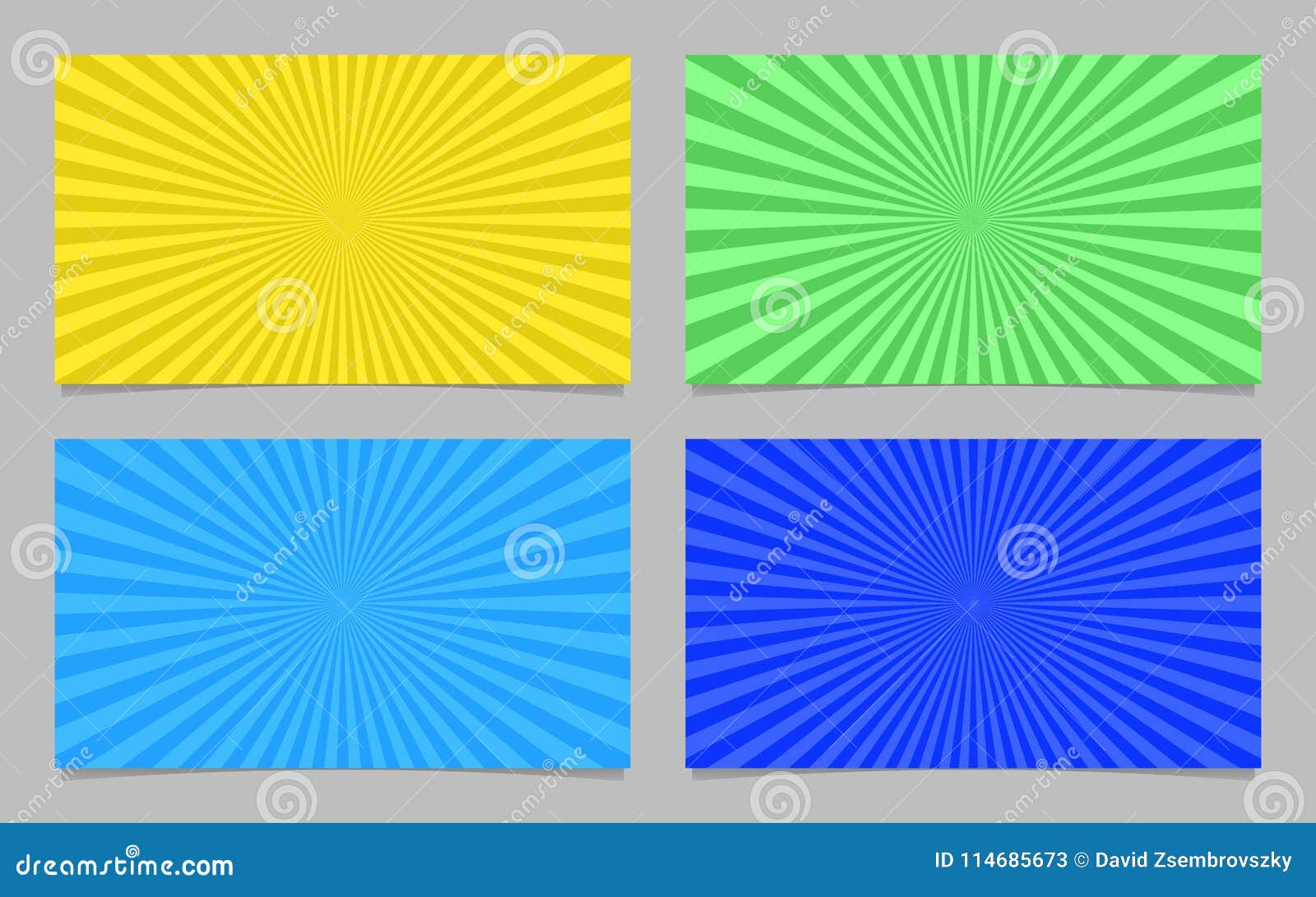 Ray Burst Card Background Template Set Stock Vector - Illustration of ...