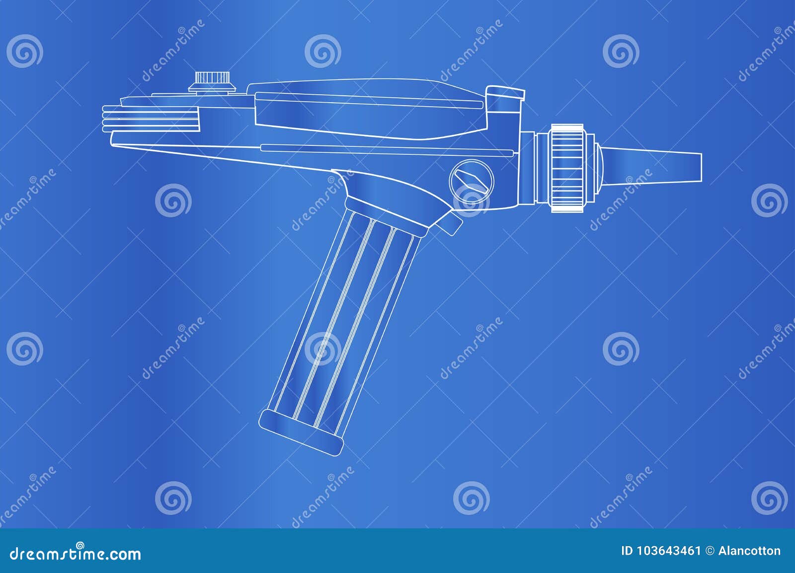 Ray Gun Blueprint ilustración del vector. Ilustración de ilustraciones ...
