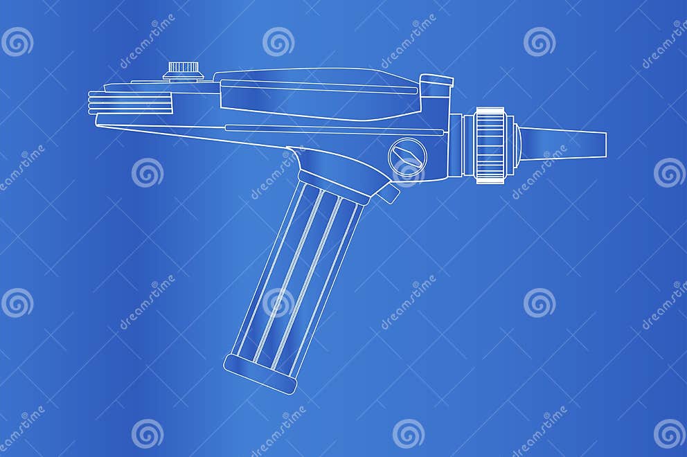 Ray Gun Blueprint ilustração do vetor. Ilustração de artwork - 103643461