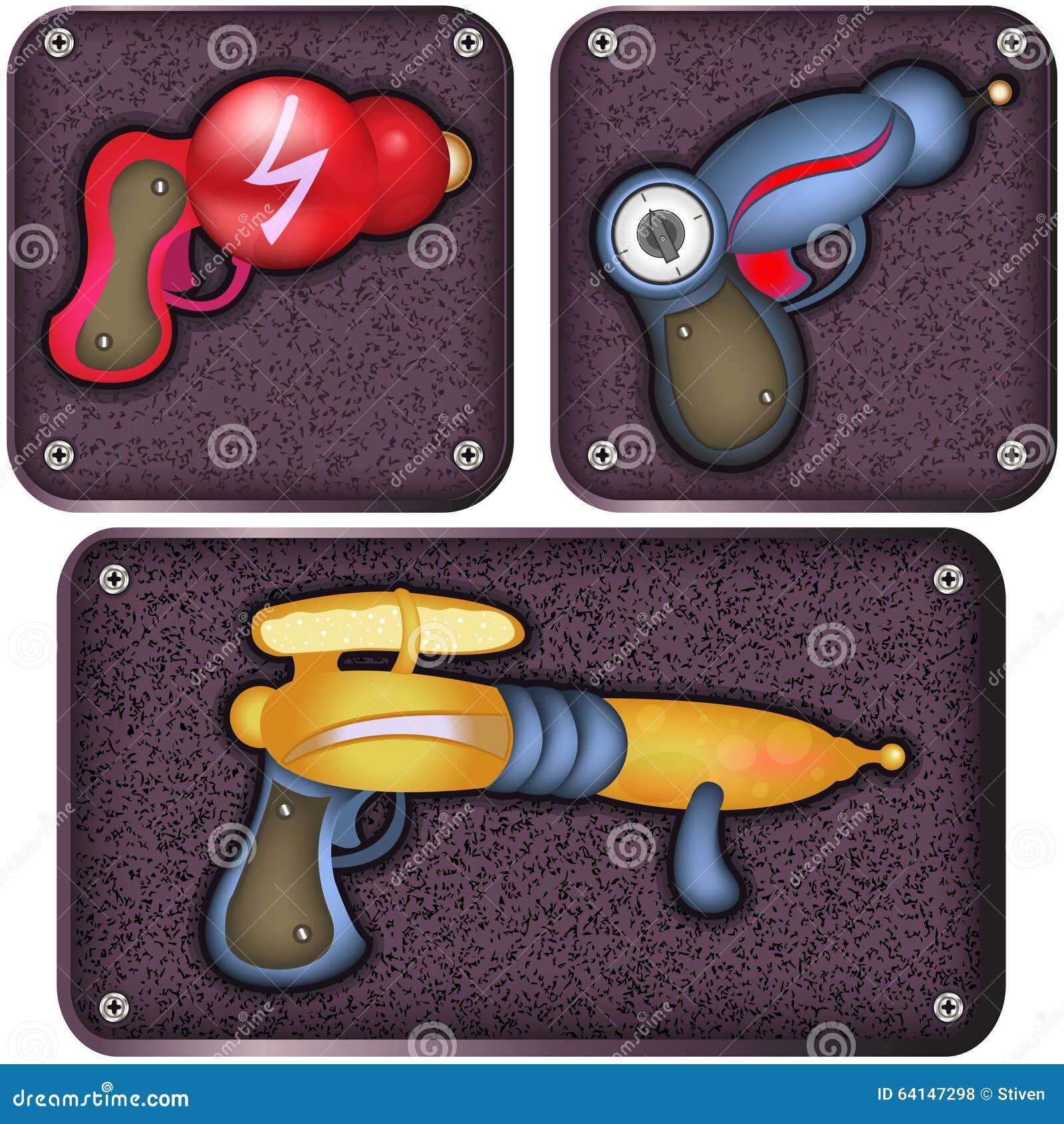 Ray gun icons stock vector. Illustration of laser, playing - 64147298