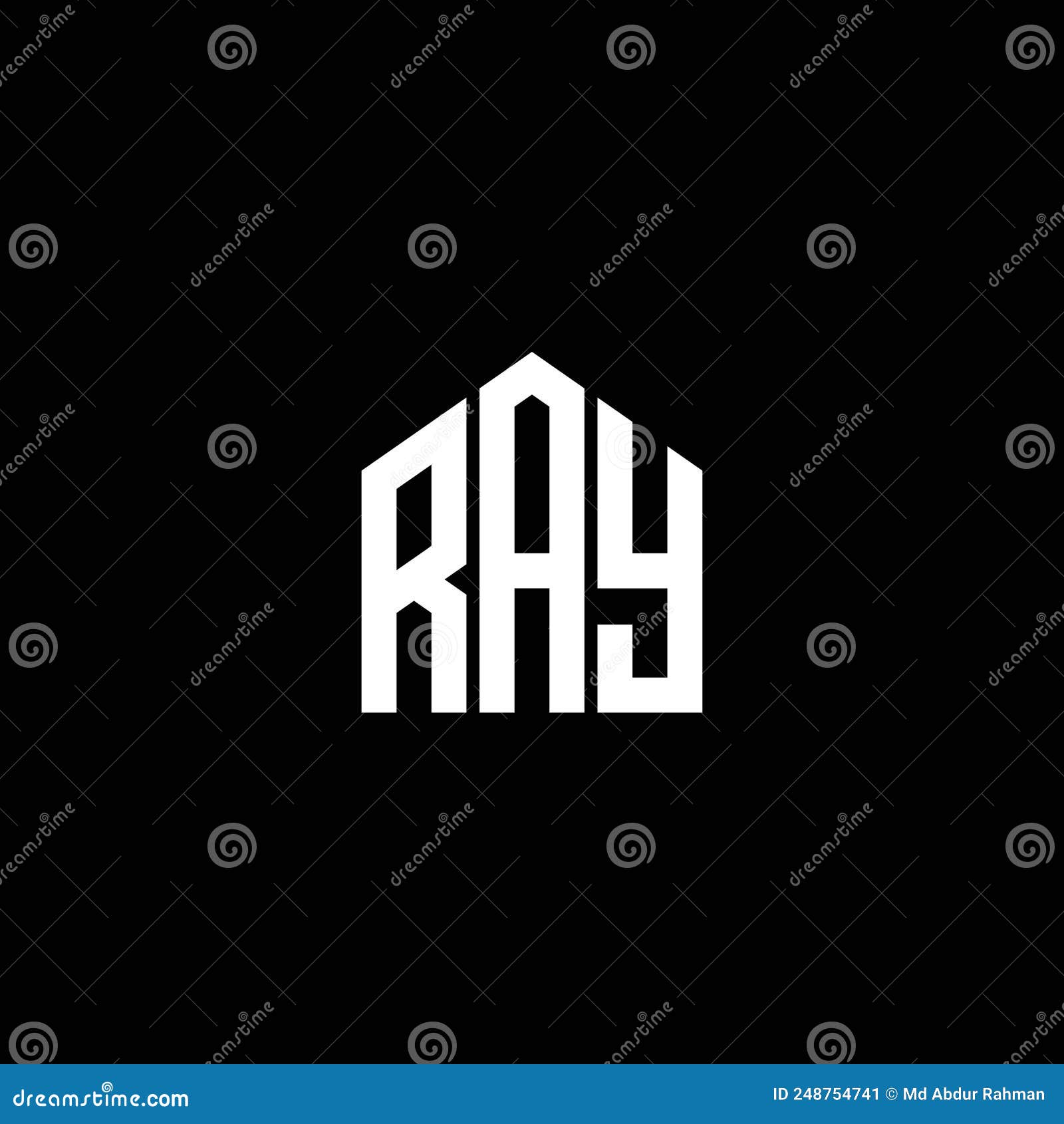 RAY Letter Logo Design on BLACK Background. RAY Creative Initials ...
