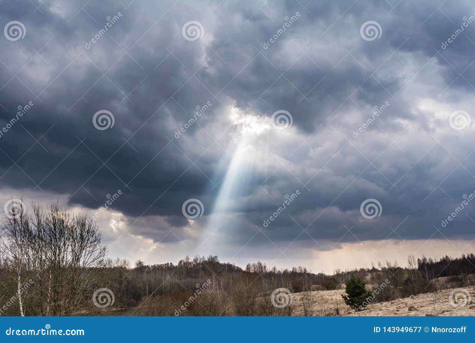 A Ray of Light from the Clouds, Early Spring Nature Stock Image - Image ...