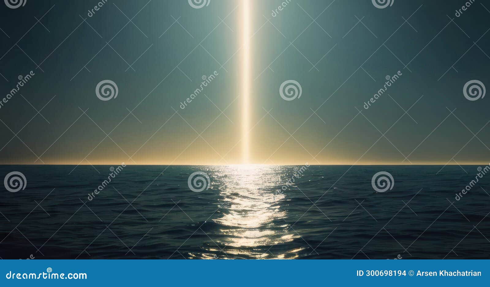 A Ray of Light Falls on the Horizon of the Sea Stock Illustration ...
