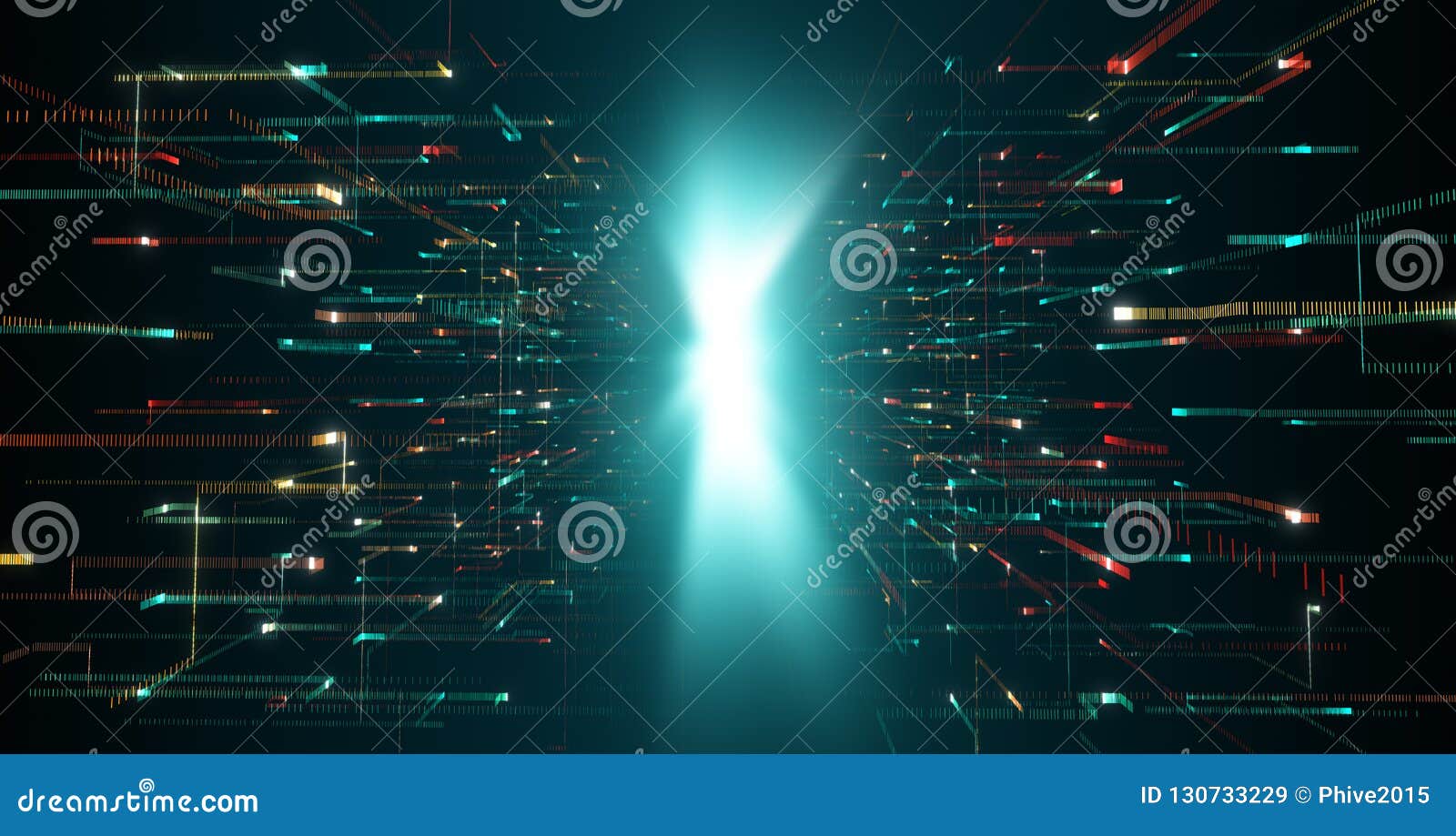Ray of Light Shining through on Digital Data Background Stock ...