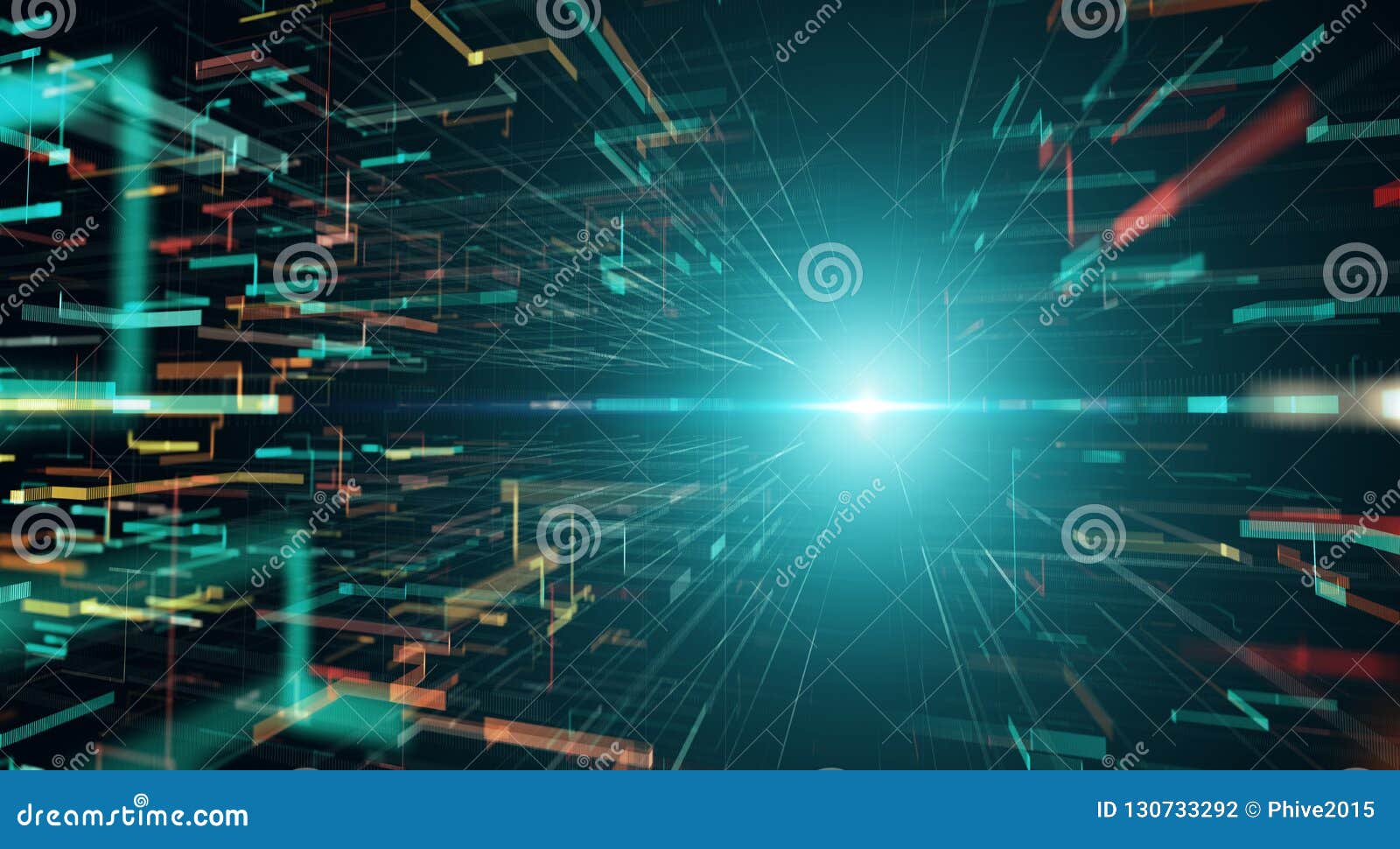 Ray of Light Shining through on Digital Data Background Stock ...