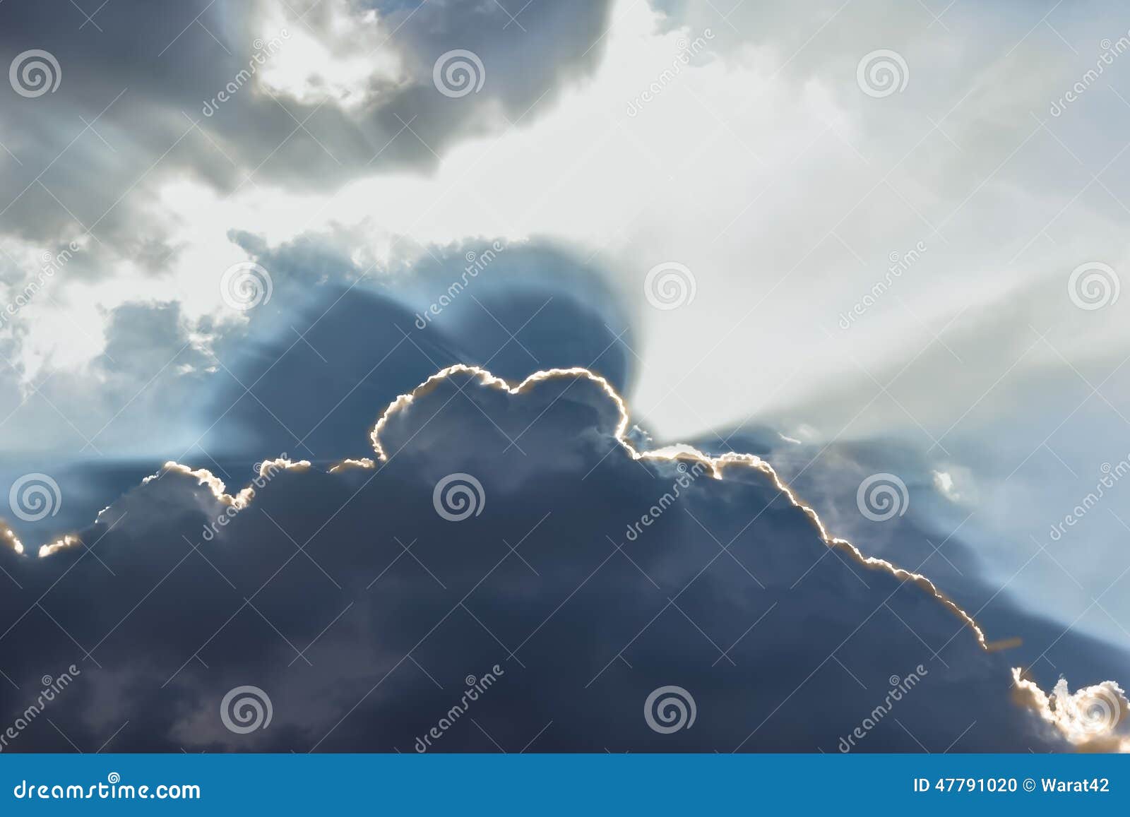 Ray of Lights Sunbeams Break through Thick Clouds Stock Photo - Image ...