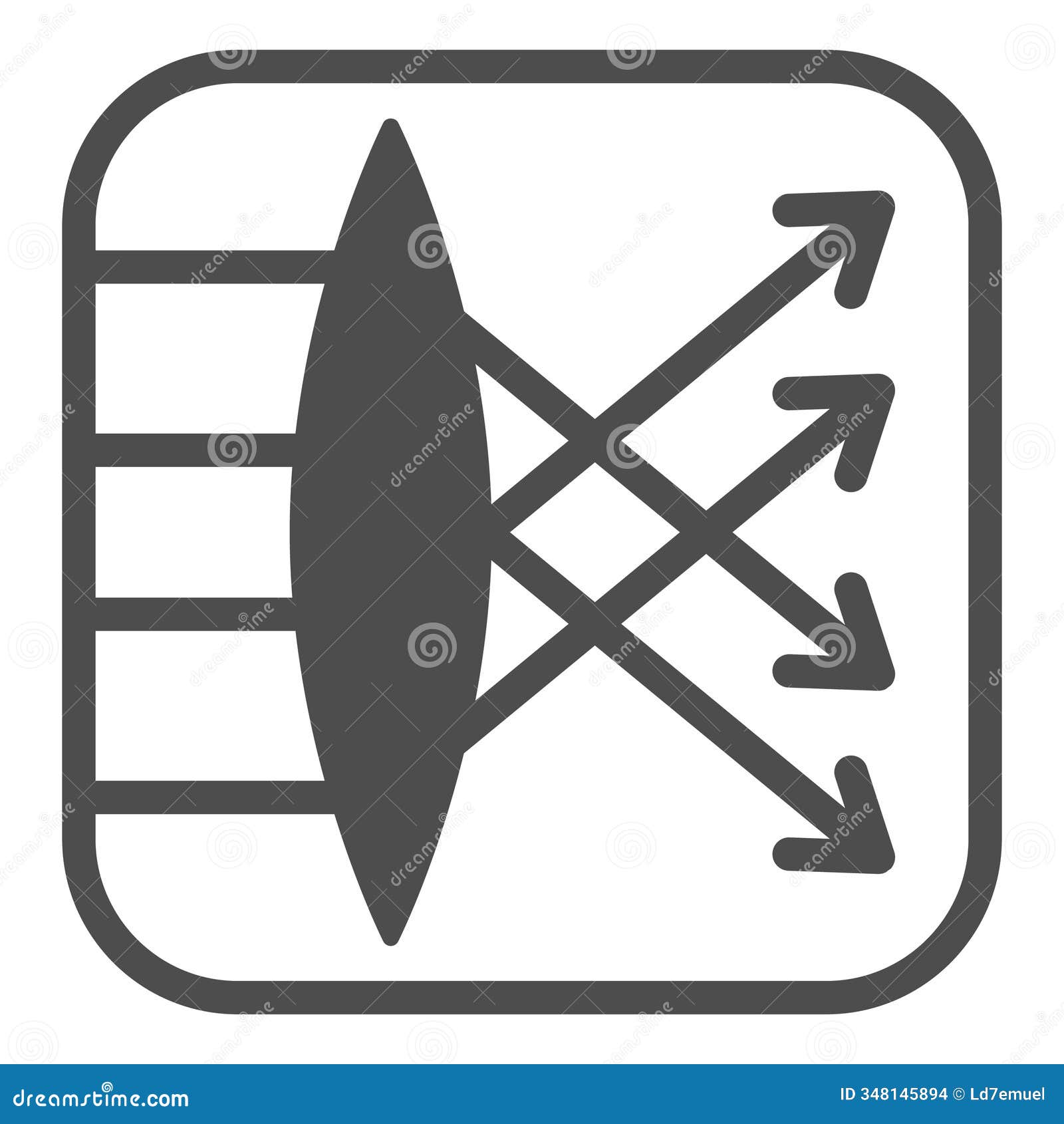 Ray Paths in Convex Lens Solid Icon, Optical Equipment Concept. Vector ...