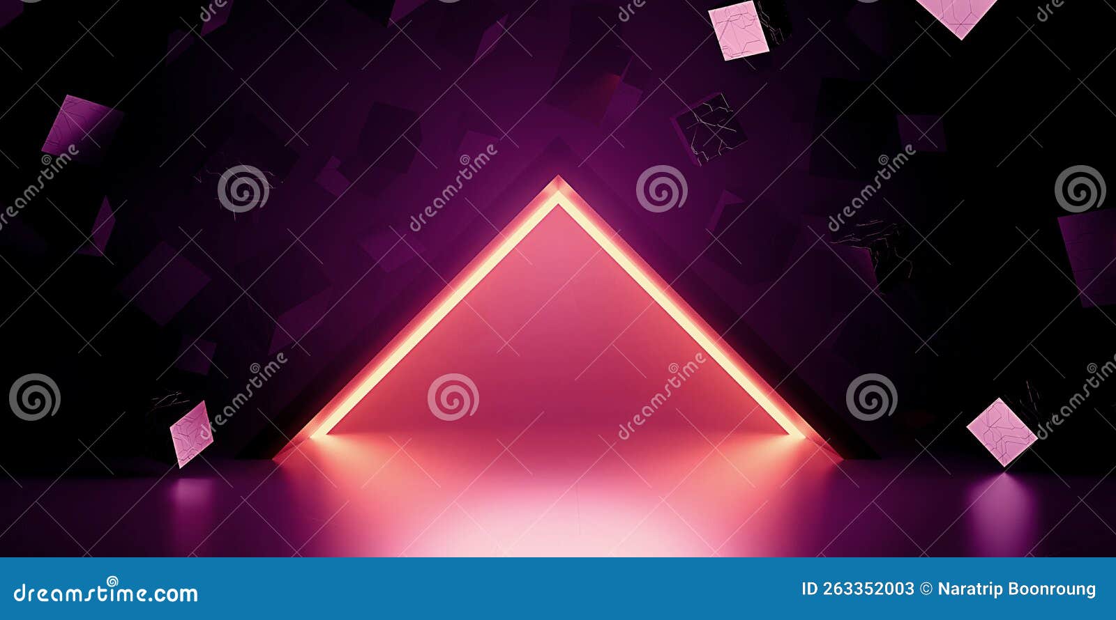 Ray Reflection Background Cube Modern Showroom Empty Scene Neon Light ...