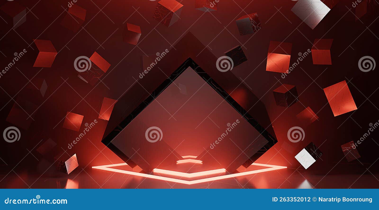 Ray Reflection Background Cube Modern Showroom Empty Scene Neon Light ...