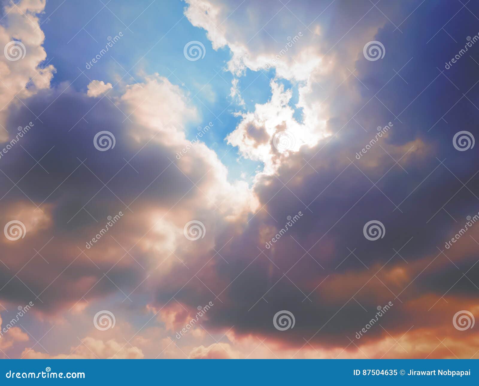 The Ray of Sunlight Pass through among the Softly Clouds Stock Image ...