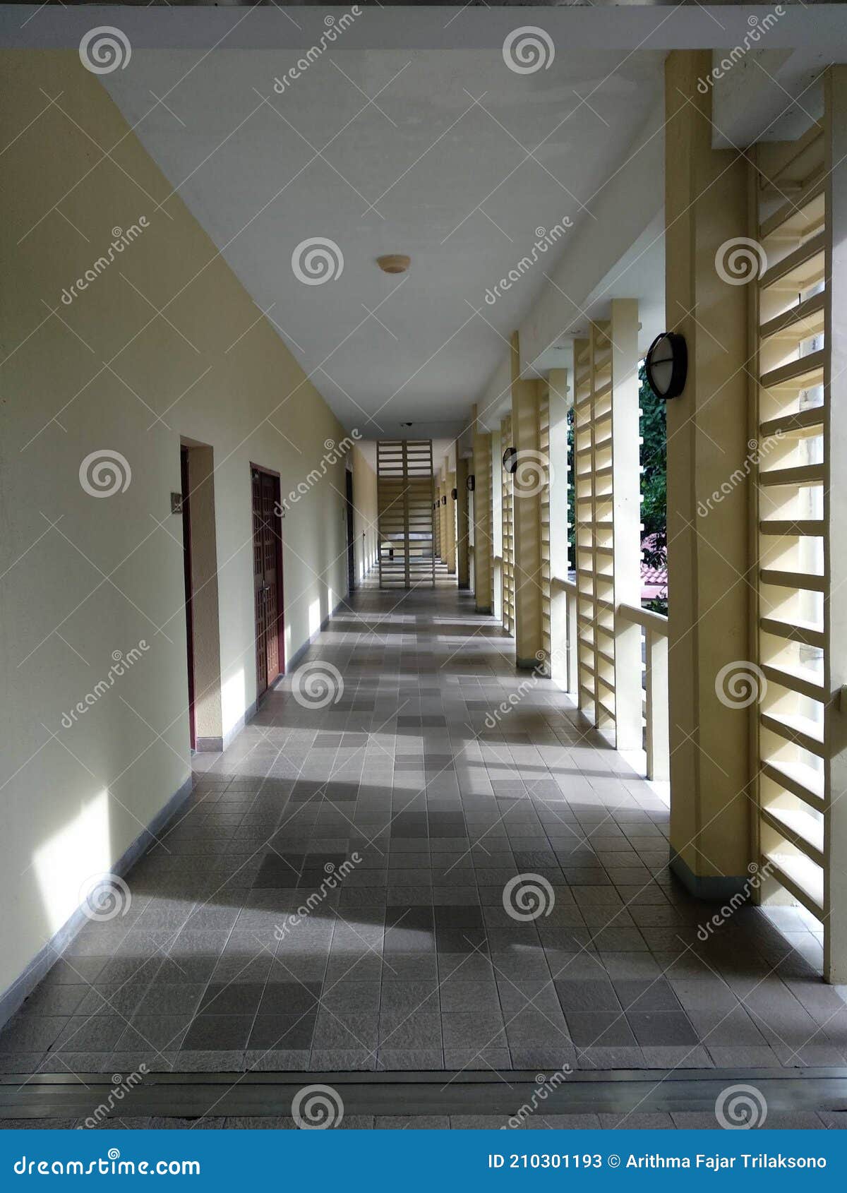 Ray of Sunlight Shining on the Hallway Stock Image - Image of building ...