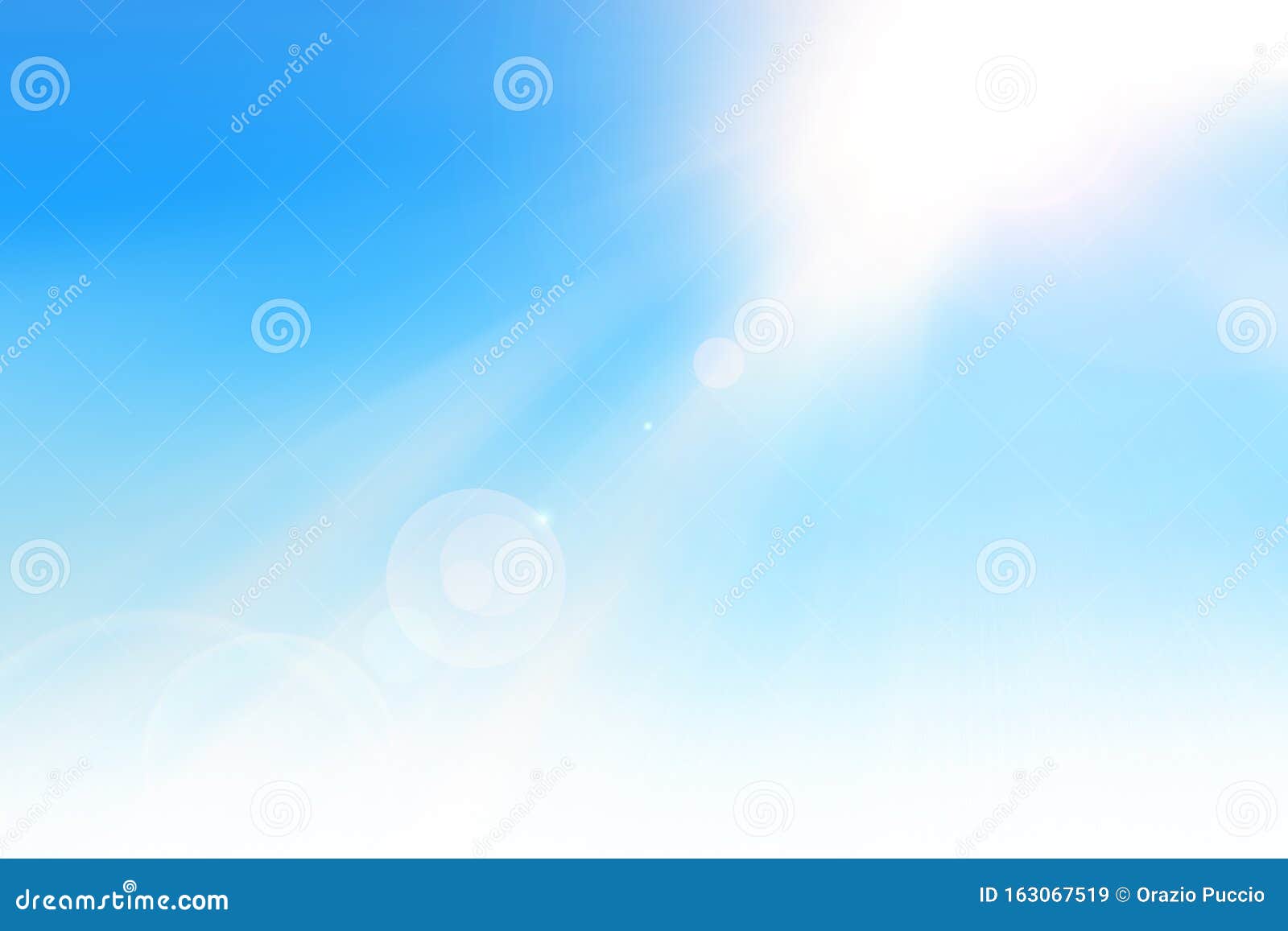 Ray of Sunshine in the Blue Sky with Lens Flare Stock Image - Image of ...