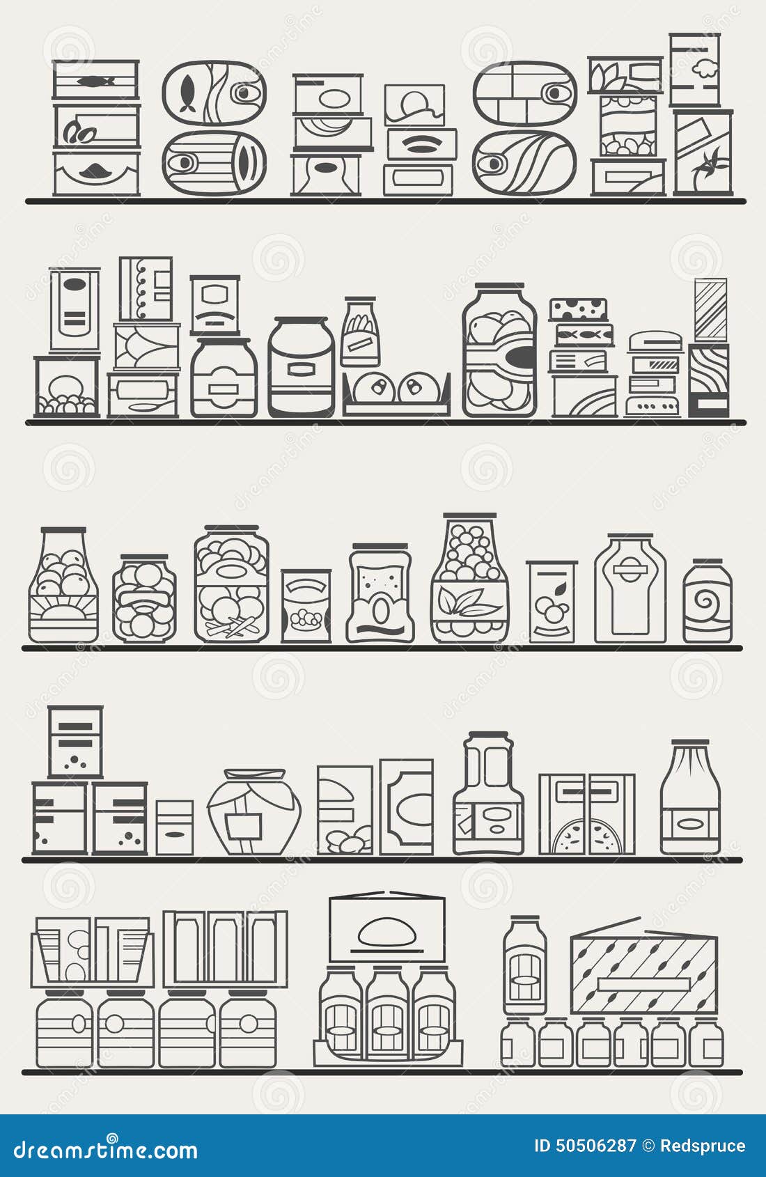 Rayons De Magasin Avec Des Marchandises Illustration de Vecteur ...