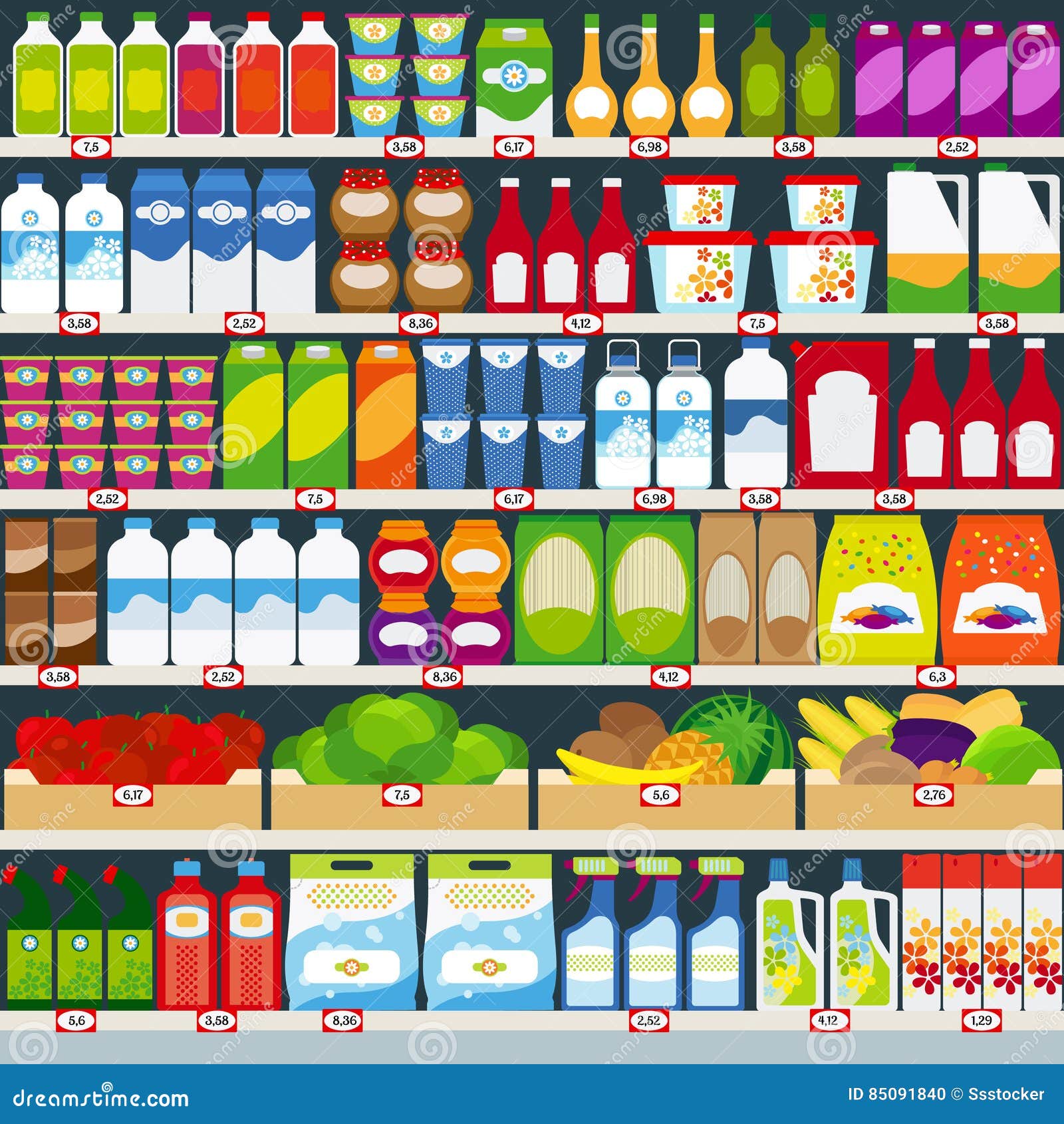 Rayons De Magasin Avec Des Produits Illustration de Vecteur ...