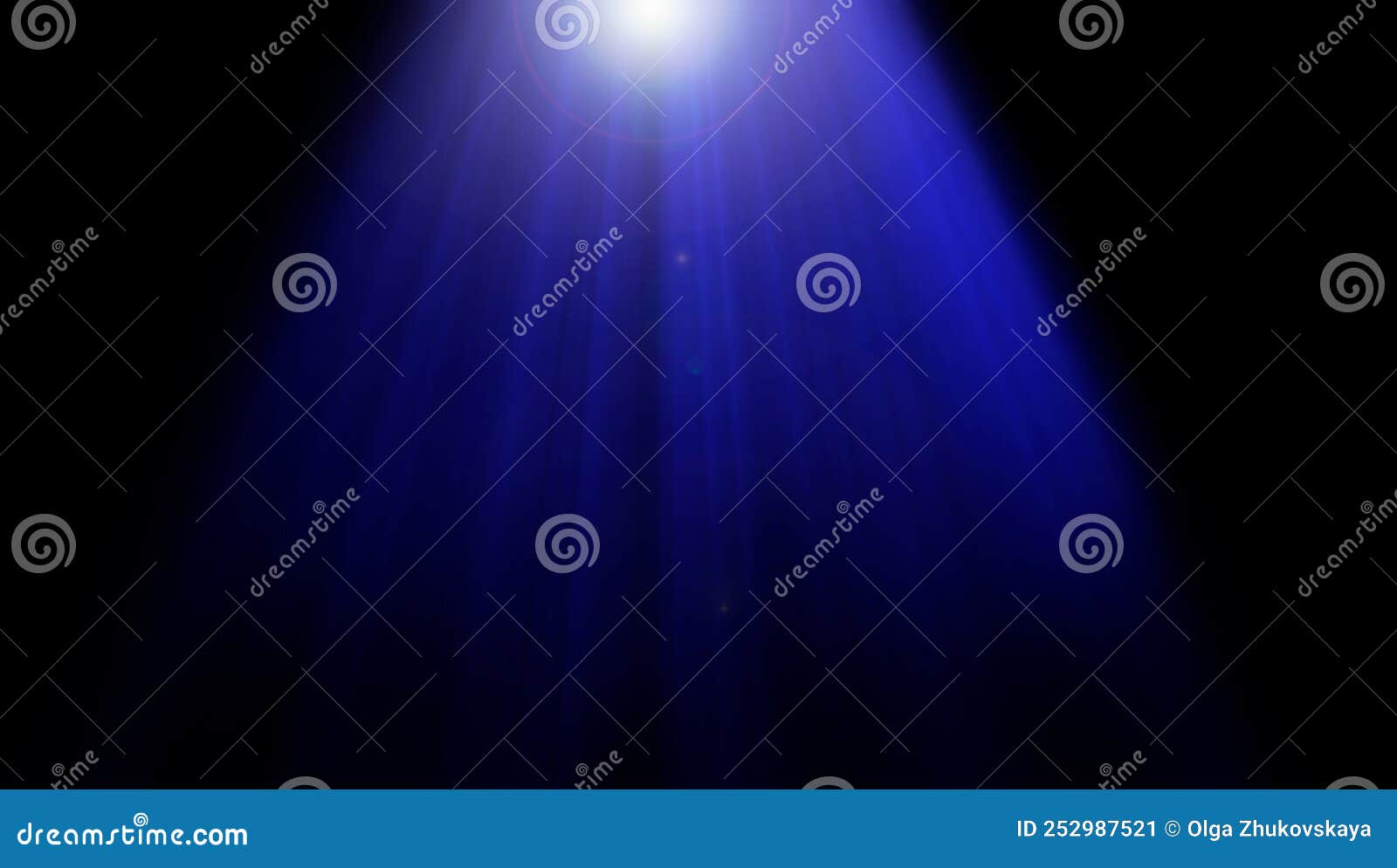 Rayos Azules De Luz Desde Arriba Sobre Negro Stock de ilustración ...