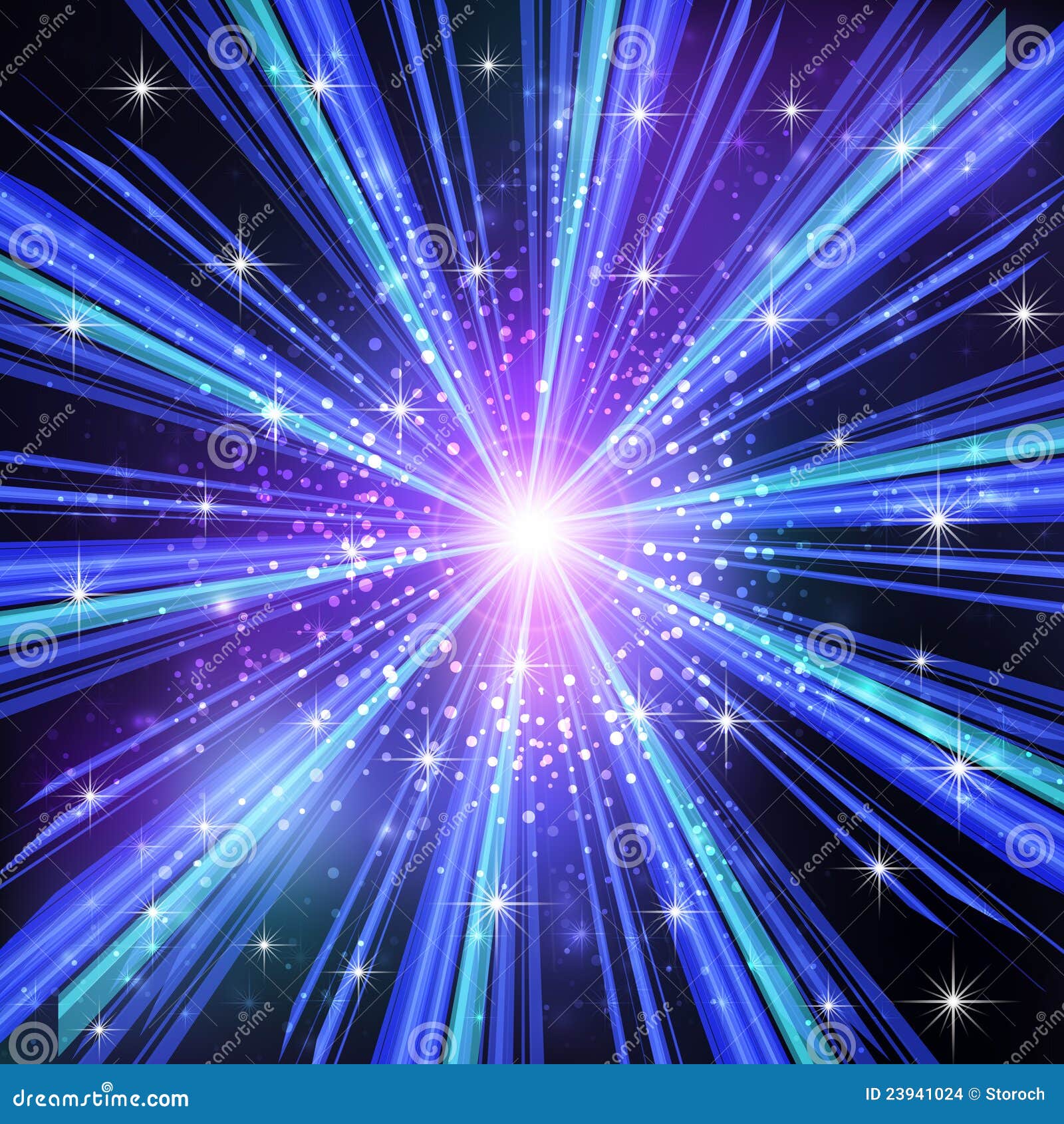 Rayos Ligeros Azules Con Las Estrellas. Ilustración del Vector ...