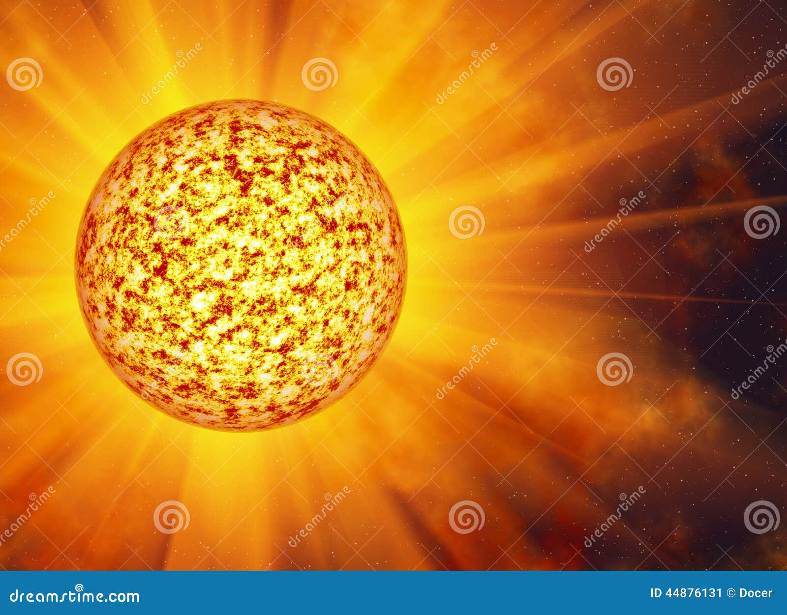 Rays Beam Of Planet On A Space Stars Backgrounds Royalty-Free Stock ...
