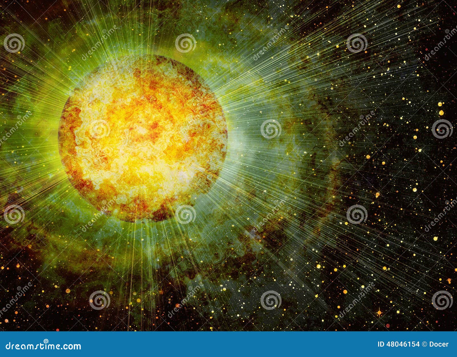 Rays Beam Of Planet On Space Stars Backgrounds Stock Photography ...