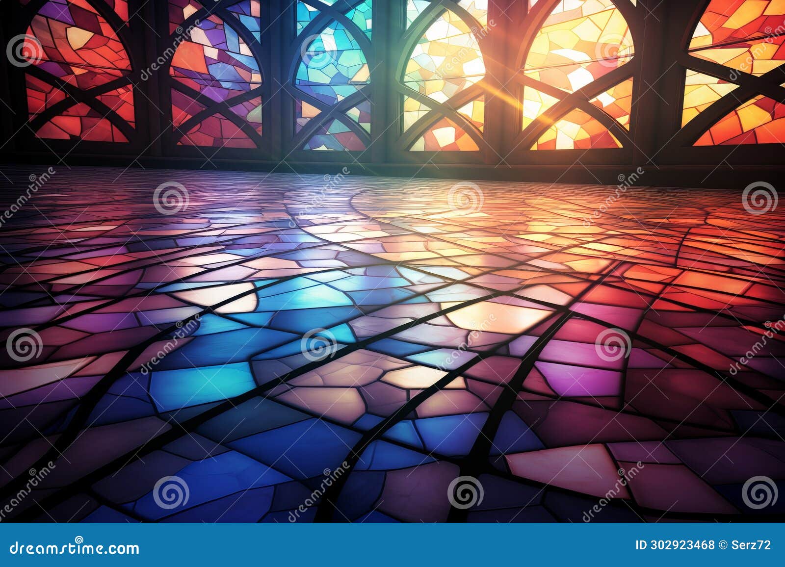 Rays of Bright Sun Pass through Colored Stained Glass Stock Photo ...