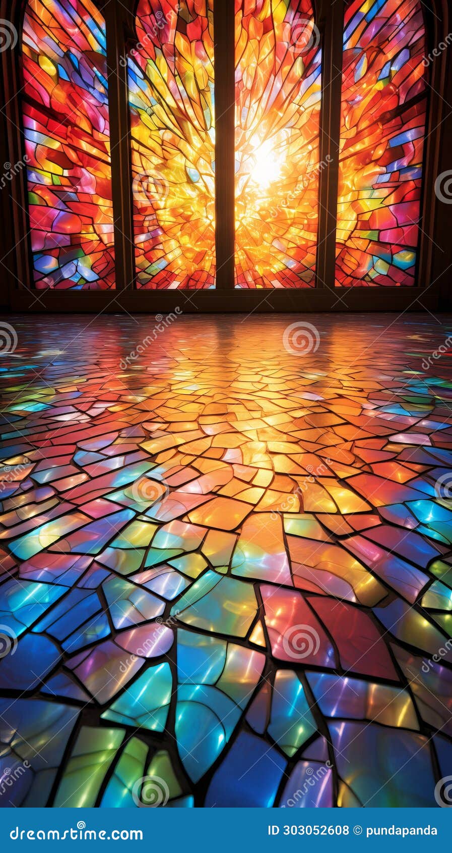 Rays of Bright Sun Pass through Colored Stained Glass Stock Photo ...