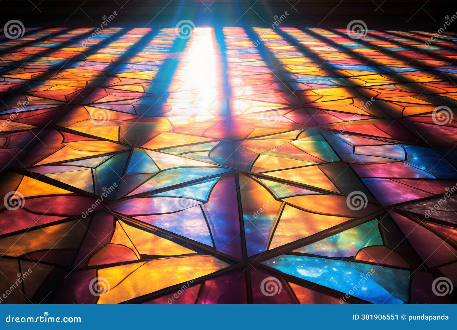 Rays of Bright Sun Pass through Colored Stained Glass Stock ...