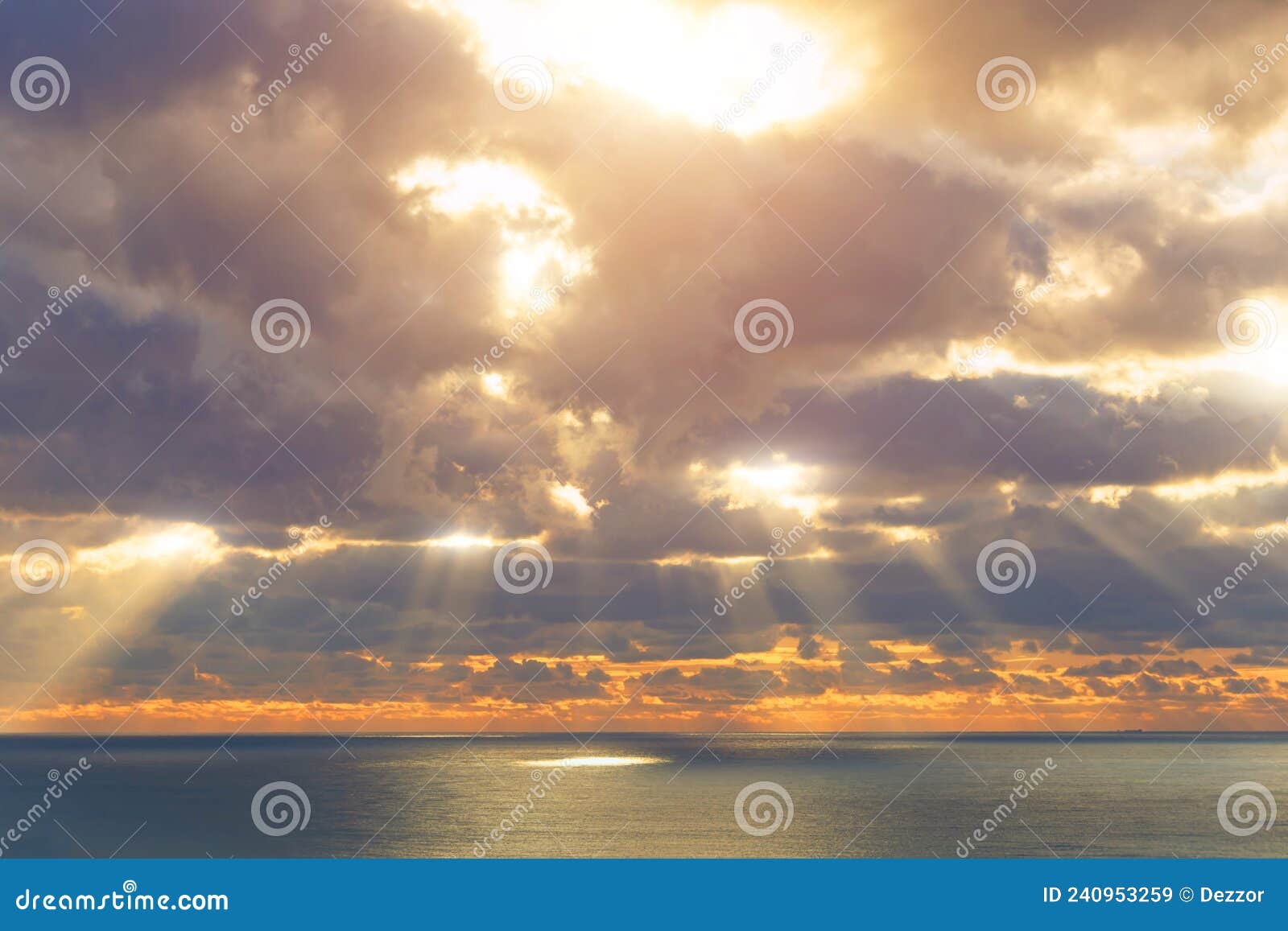 Rays Divine Holy from the Sun Behind the Clouds Break through and ...