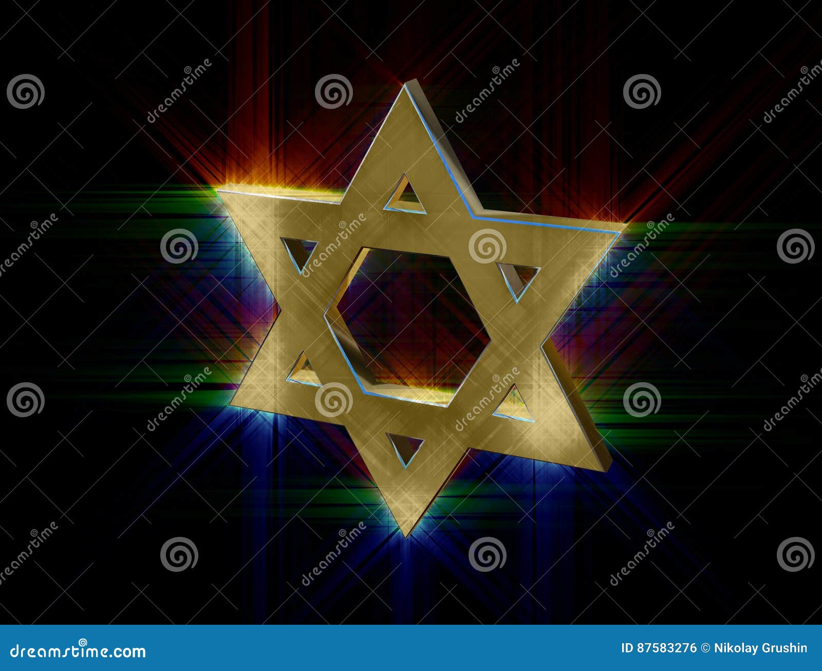 Among Rays of Gold Star of David Stock Illustration - Illustration of ...