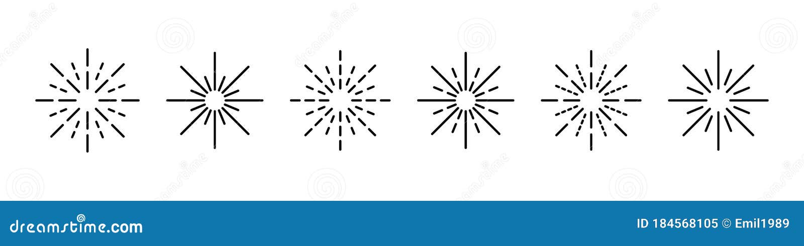 Rays Icon Symbol Set Simple Design Stock Vector - Illustration of ...