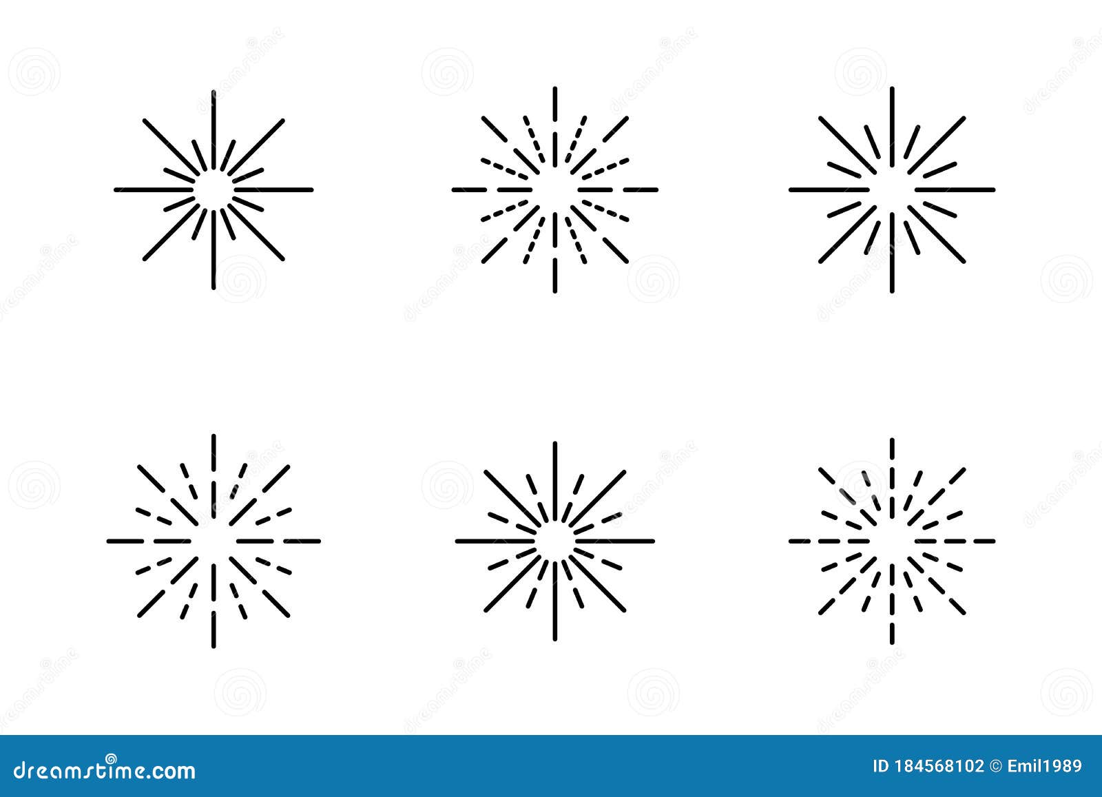 Rays Icon Symbol Set Simple Design Stock Illustration - Illustration of ...