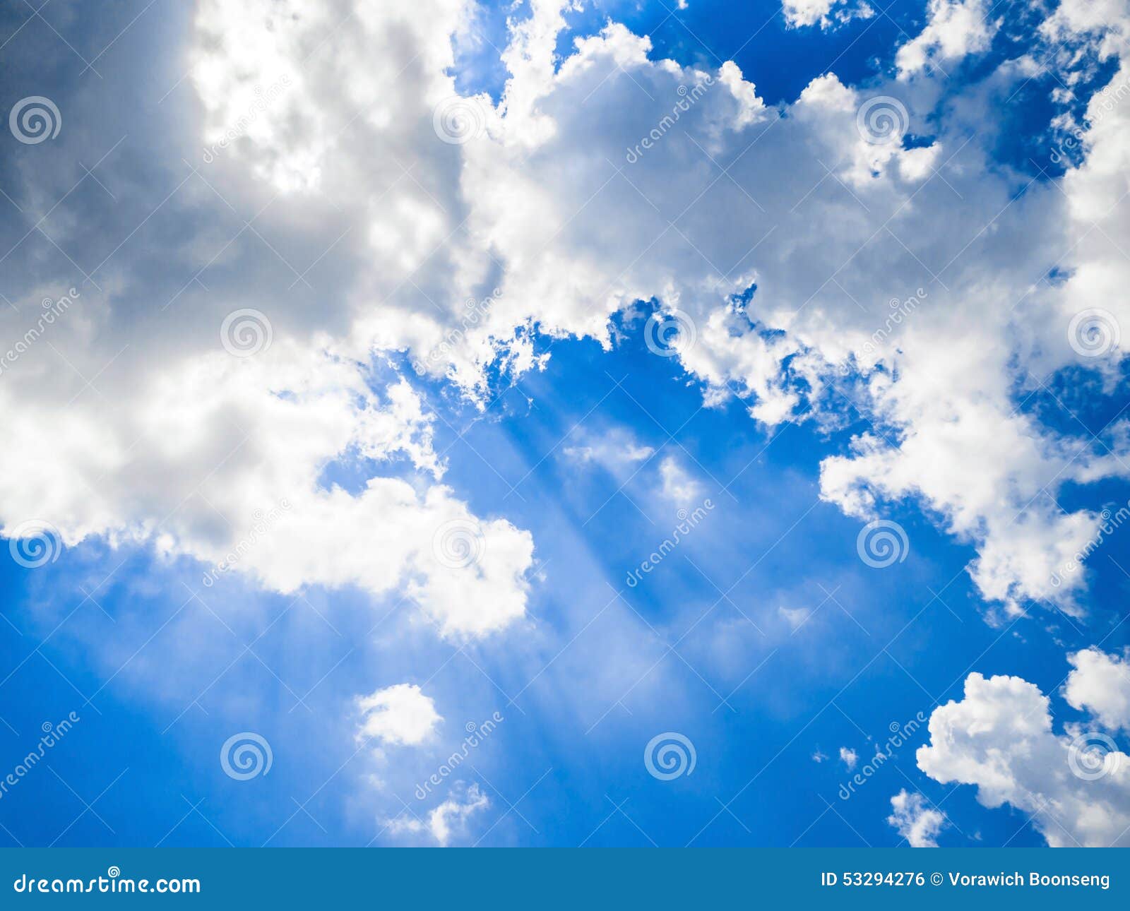Rays Light Blue Sky Clouds Background Stock Photo - Image of natural ...