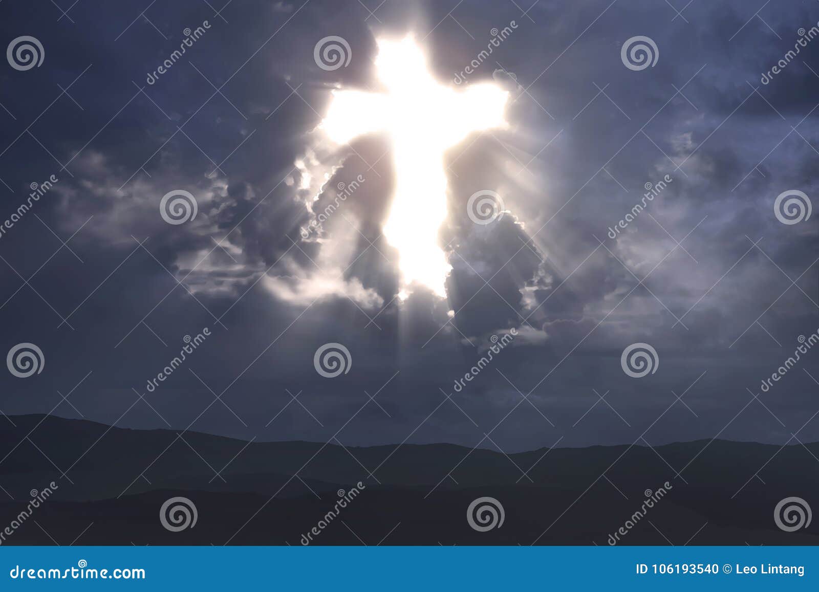 Rays of Light from Christian Cross Stock Photo - Image of clouds, light ...